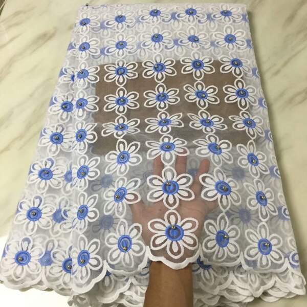 Latest French Tulle Mesh Lace Fabric Royal Blue Af... – Vicedeal