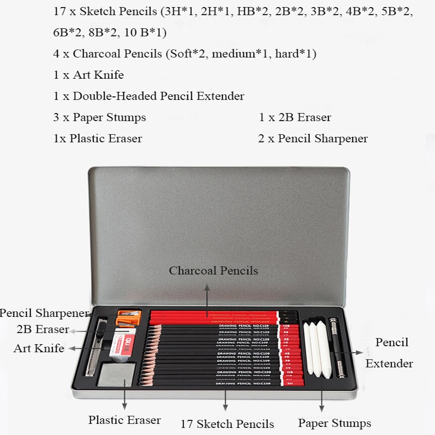 30pcs Drawing Painting Sketch Kit Set with Pencil ... – Vicedeal
