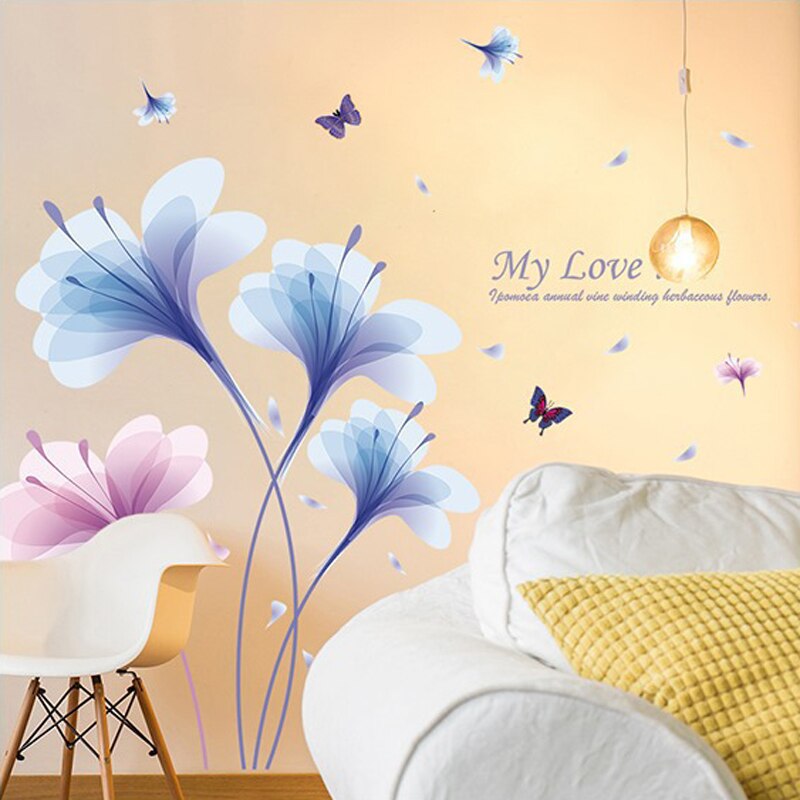 DIY Romantic Purple Dream Flower Wall Stickers Liv... – Grandado