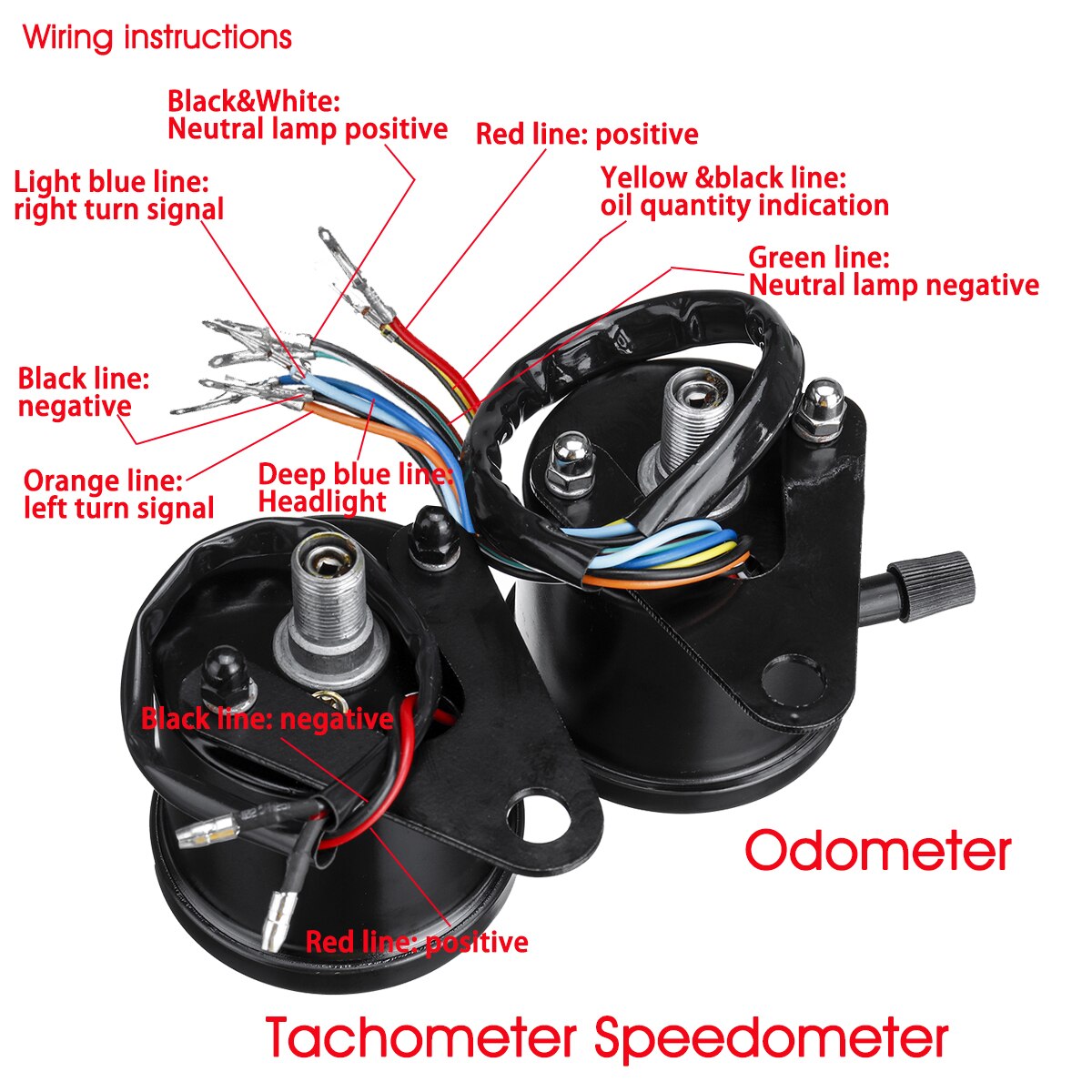 12V Motorrad Dual Messgerät 13000 RPM Tachometer K... – Grandado