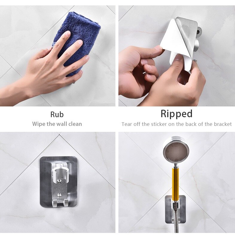 Wall Gel Mounted Shower bracket free punching seat shower head shower ...