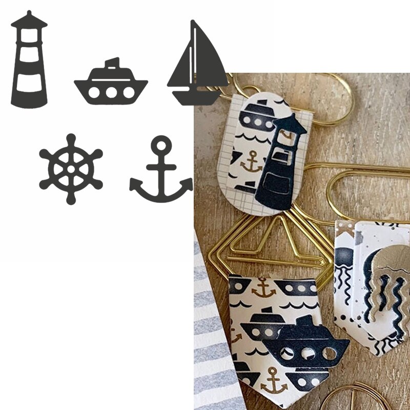 Delicate Lighthouse Ship Sailboat Rudder Anchor Me... – Grandado
