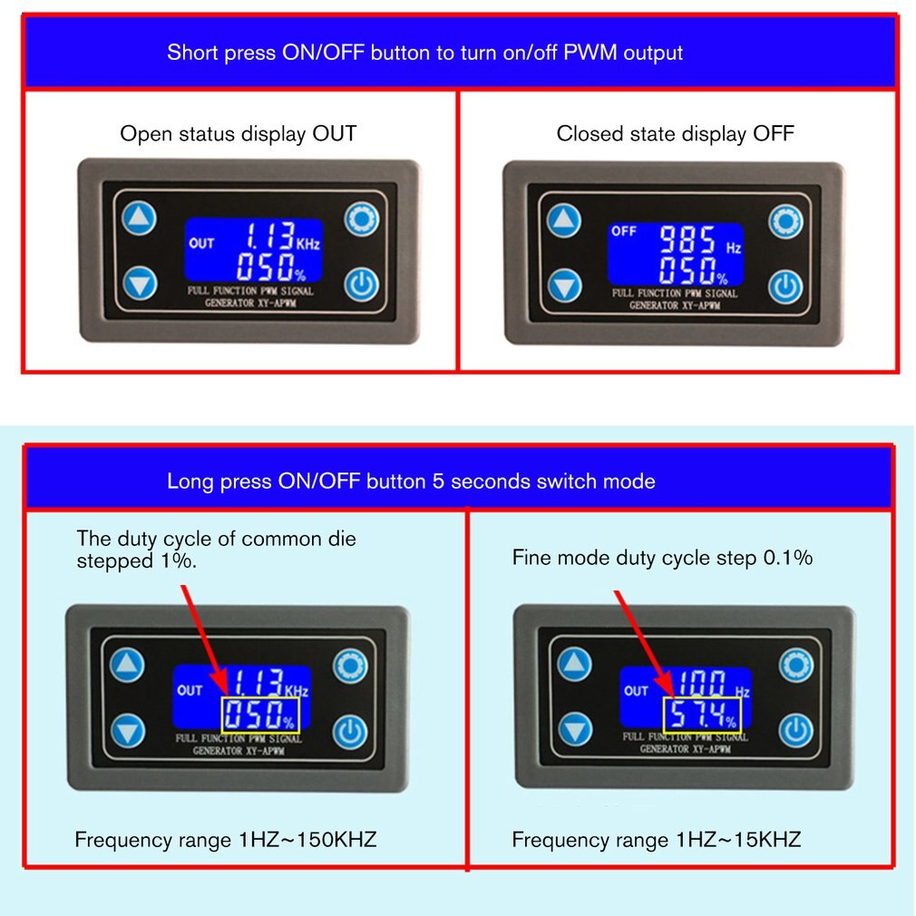 XY-APWM Dual Lcd Pwm Signaal Generator 1-Kanaal 1H... – Vicedeal