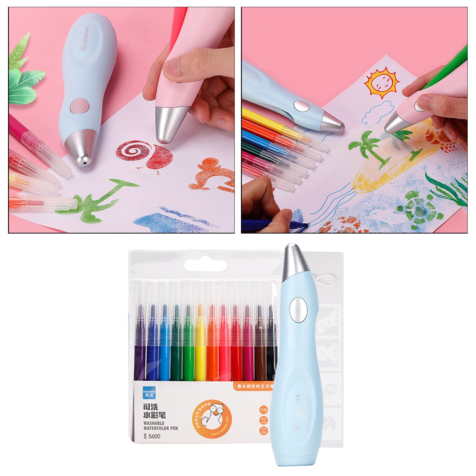 Spray Art Electric Airbrush Marker Set Washable Wa... – Grandado