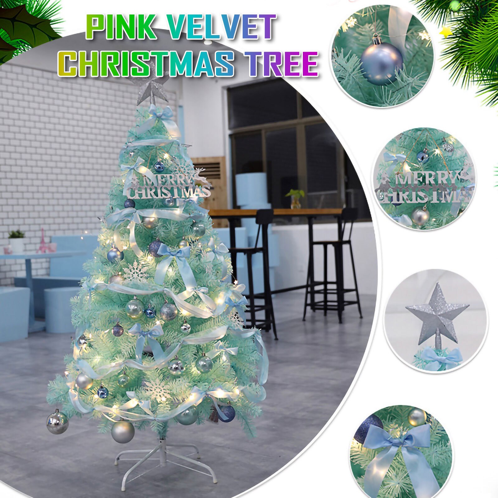 60cm Christmas Blue Ins Flocking Cedar Tree Christ... – Grandado