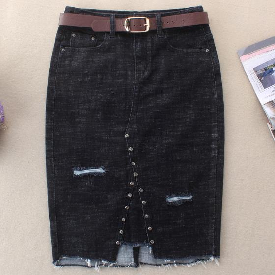 Pearl Detail Ripped Rok Vrouwen Zwart Pakket Hip D... – Vicedeal
