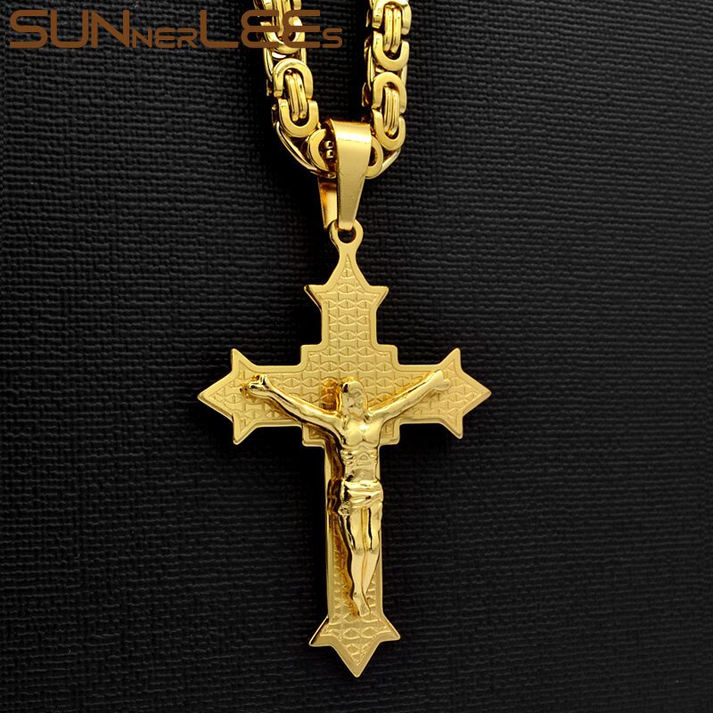 SUNNERLEES Stainless Steel Jesus Christ Cross Pend... – Grandado