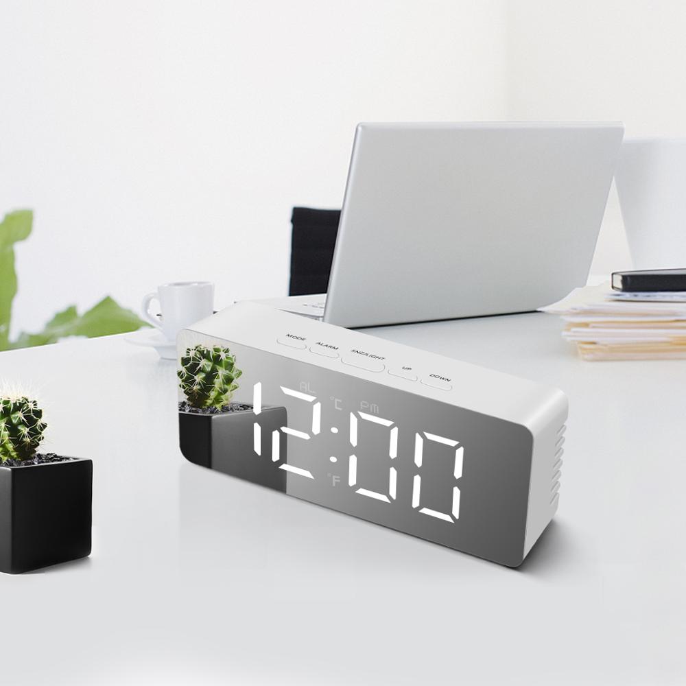 Table Clock LED Mirror electronic clocks desktop T... – Vicedeal