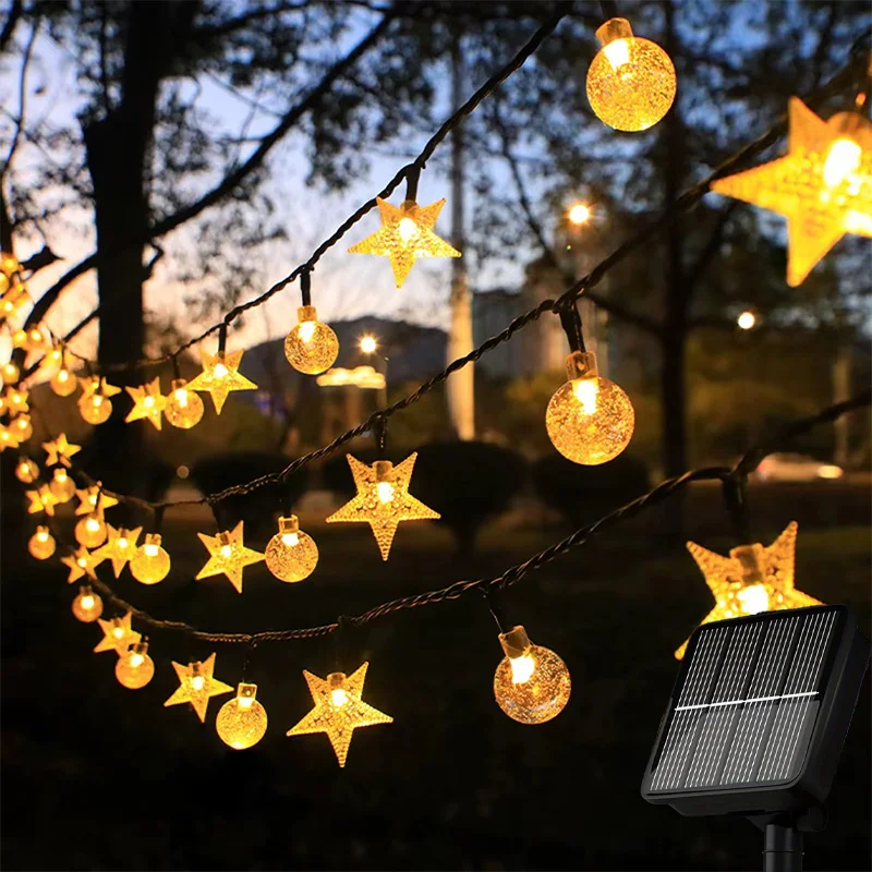 Outdoor Solar Star Crystal Globe String Lights Wat... – Grandado