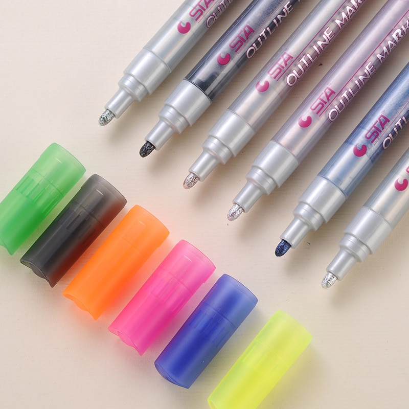 Doppel Linie Stift metallisch Farbe Magie Umriss M... – Grandado