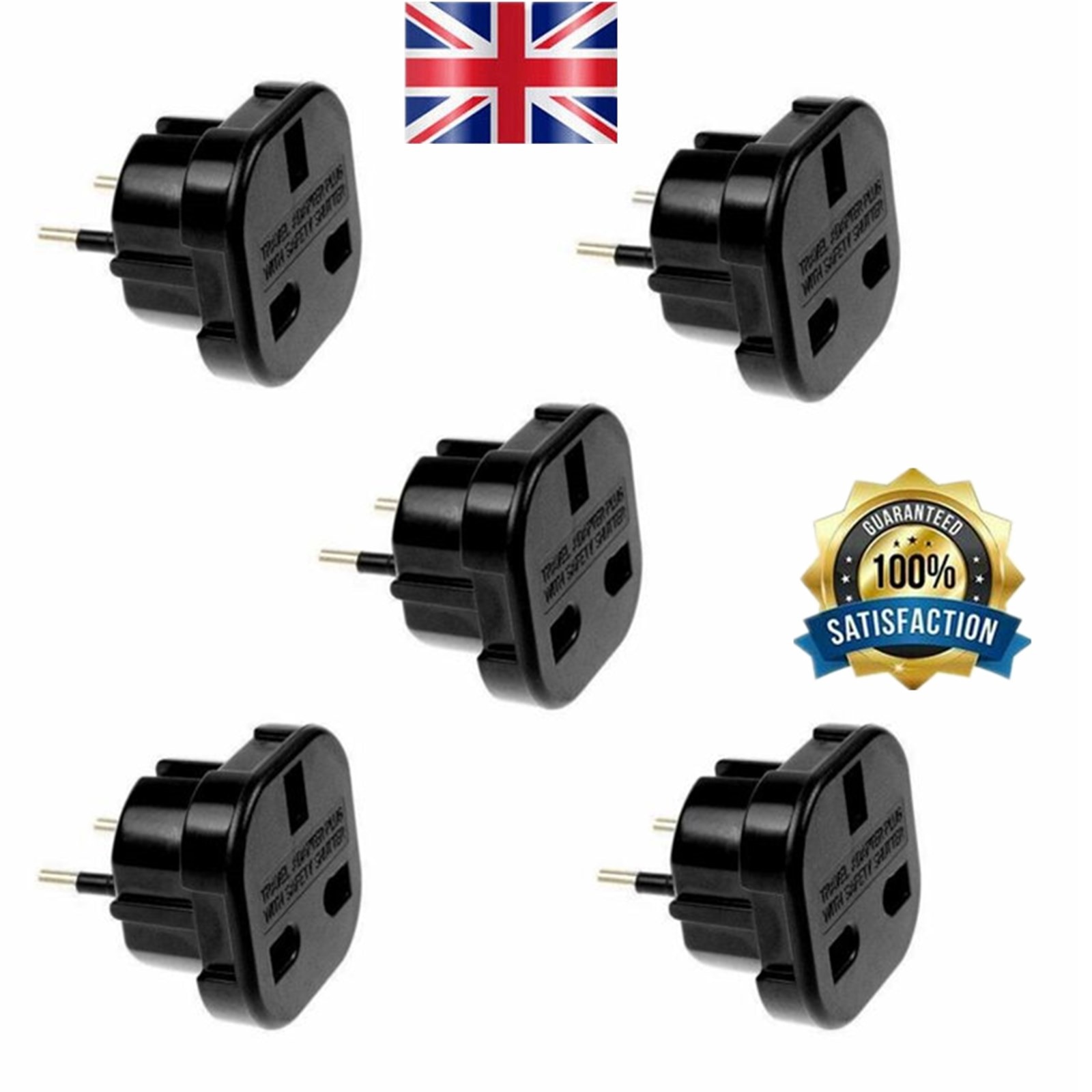 5Pcs Travel UK To EU Plug Converter 3 To 2 Pin Con... – Grandado