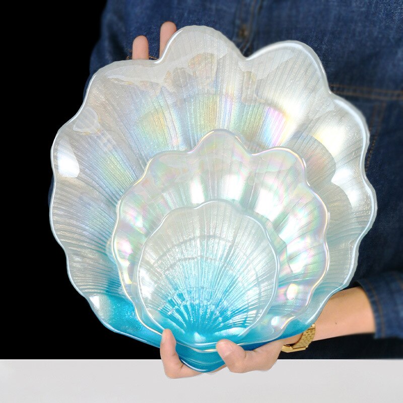 Colorful glass plate sea shell fruit plate Europea... – Grandado