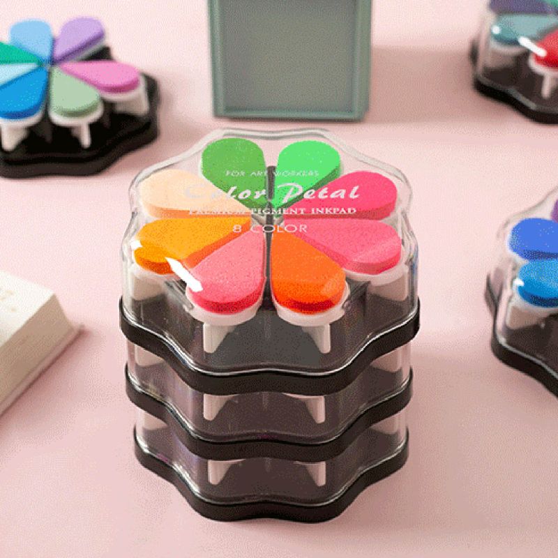 Cute 8Colors Water Petal Ink Pad Stamp DIY Finger ... – Vicedeal