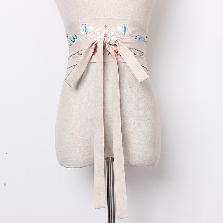 Women's runway embroidery cotton Cummerbunds f... – Grandado