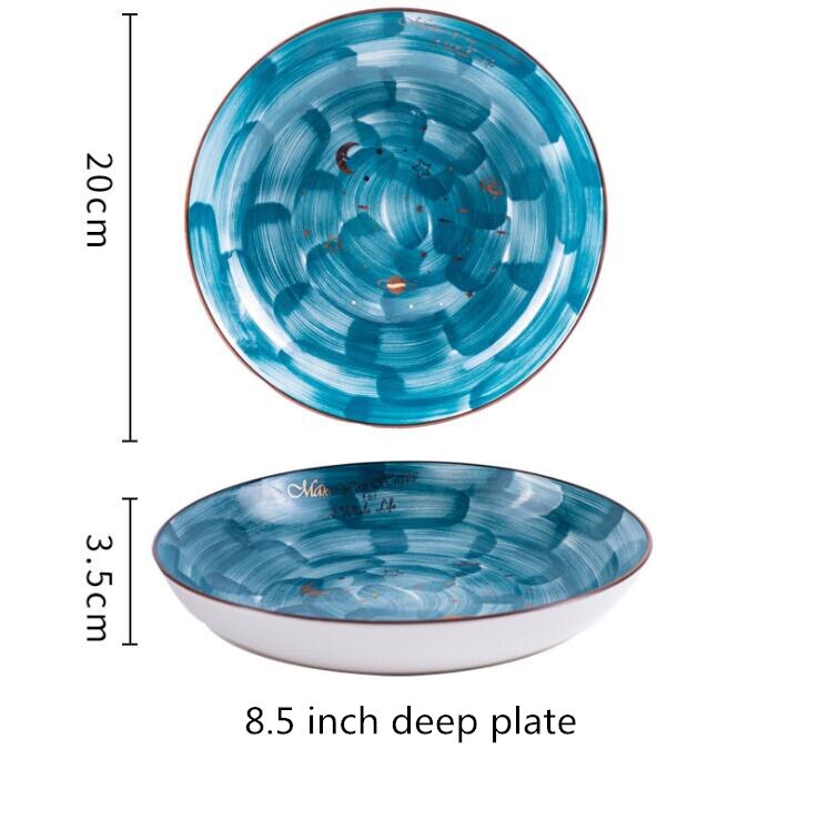 Nordic hand-painted starry sky ceramic Plate Set K... – Grandado