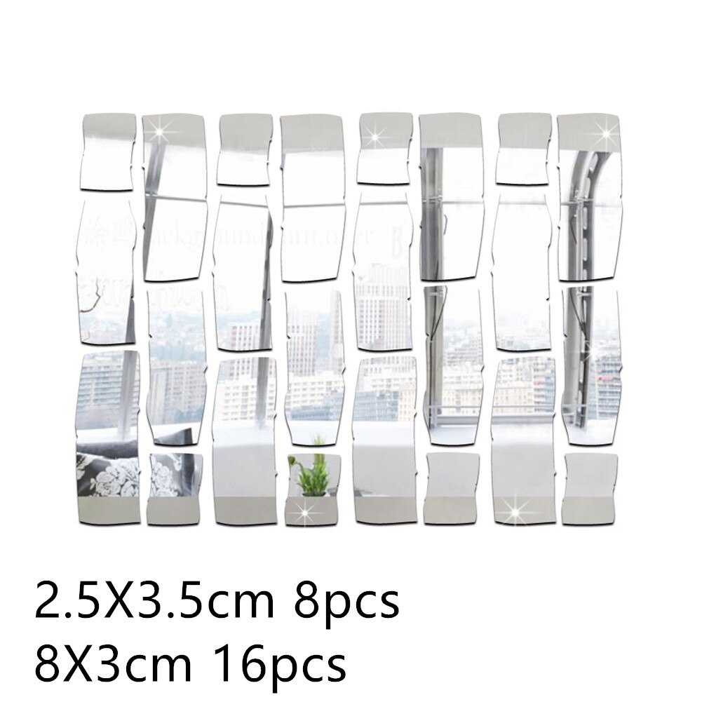 24 Pcs Wall Stickers Mirror Stickers Decal 3D Wall... – Grandado