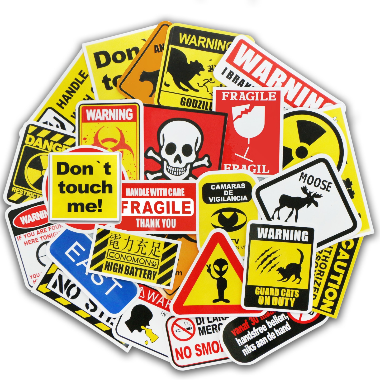 50 Pcs/Lot Warning Stickers Danger Banning Signs R... – Grandado
