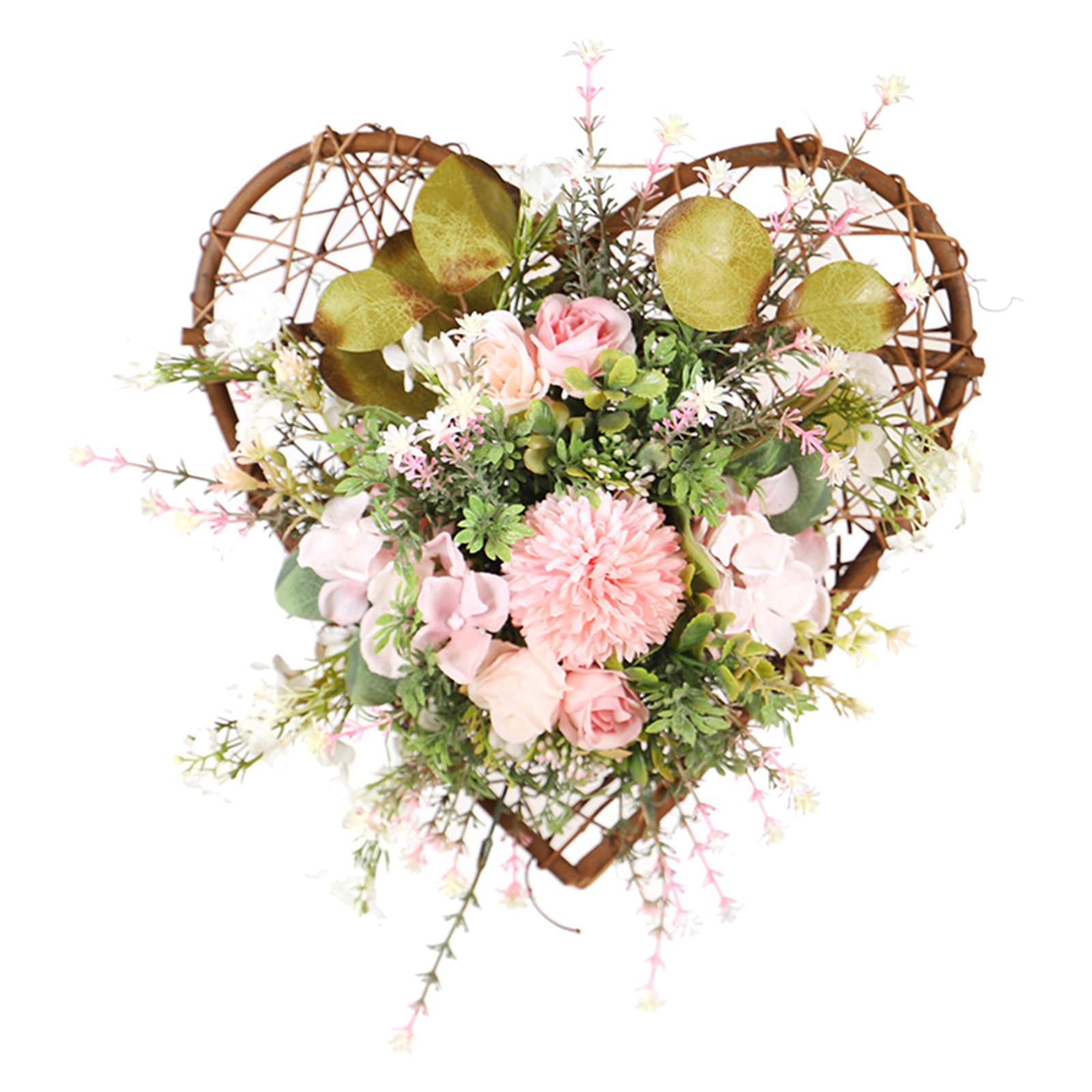 Heart-Shaped Spring Wreath Artificial Ball Chrysan... – Grandado