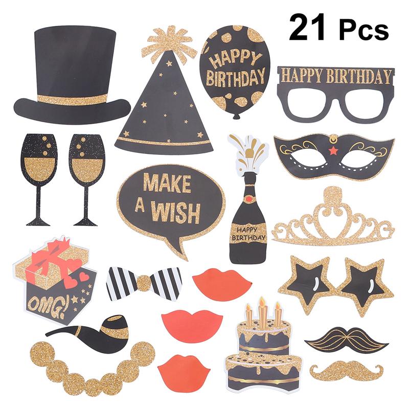 21Pcs Party Props Prom Gouden Snor Grappige Decora... – Grandado