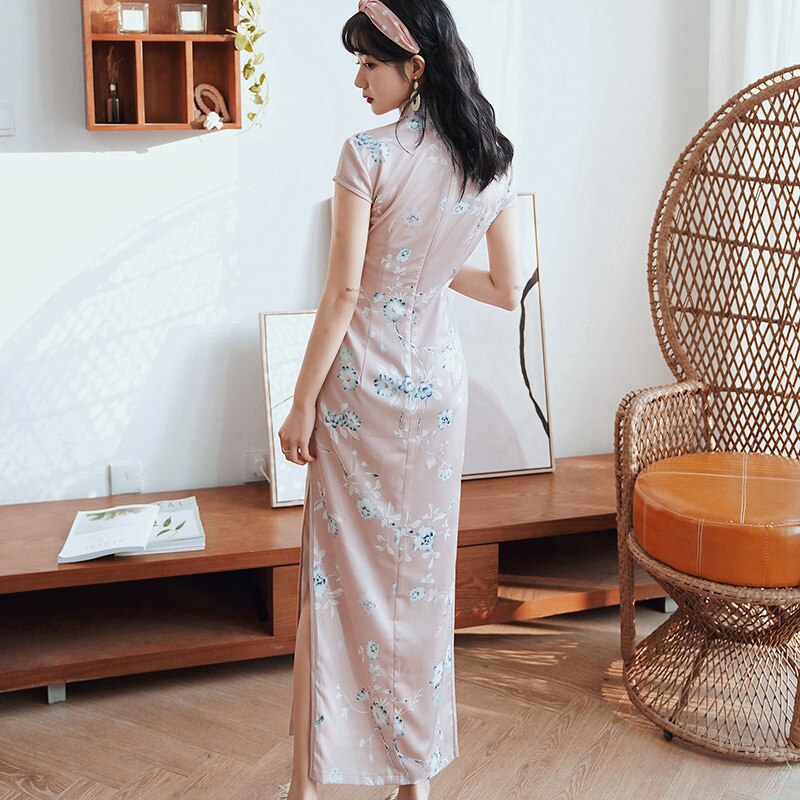 Sheng Coco Women Pink Oriental Silk Dresses Qi Pao... – Vicedeal