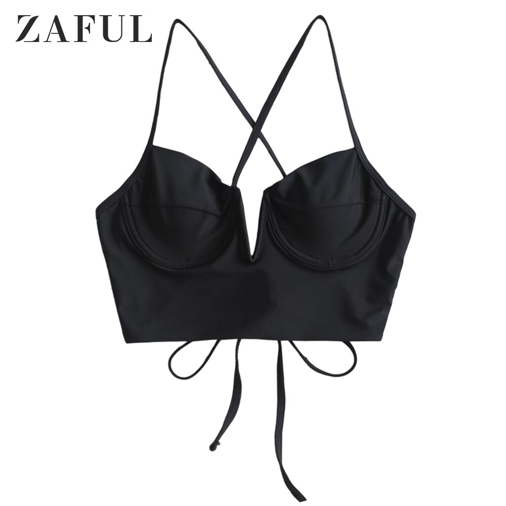 ZAFUL V-notch Underwire Crisscross Bikini Top – Grandado