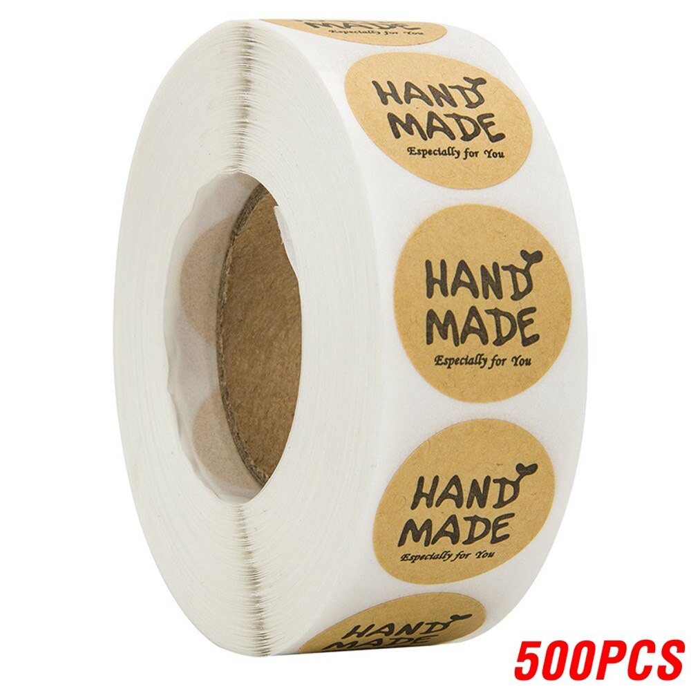100-500pcs Brown Round HANDMADE Stickers Seal Labe... – Grandado