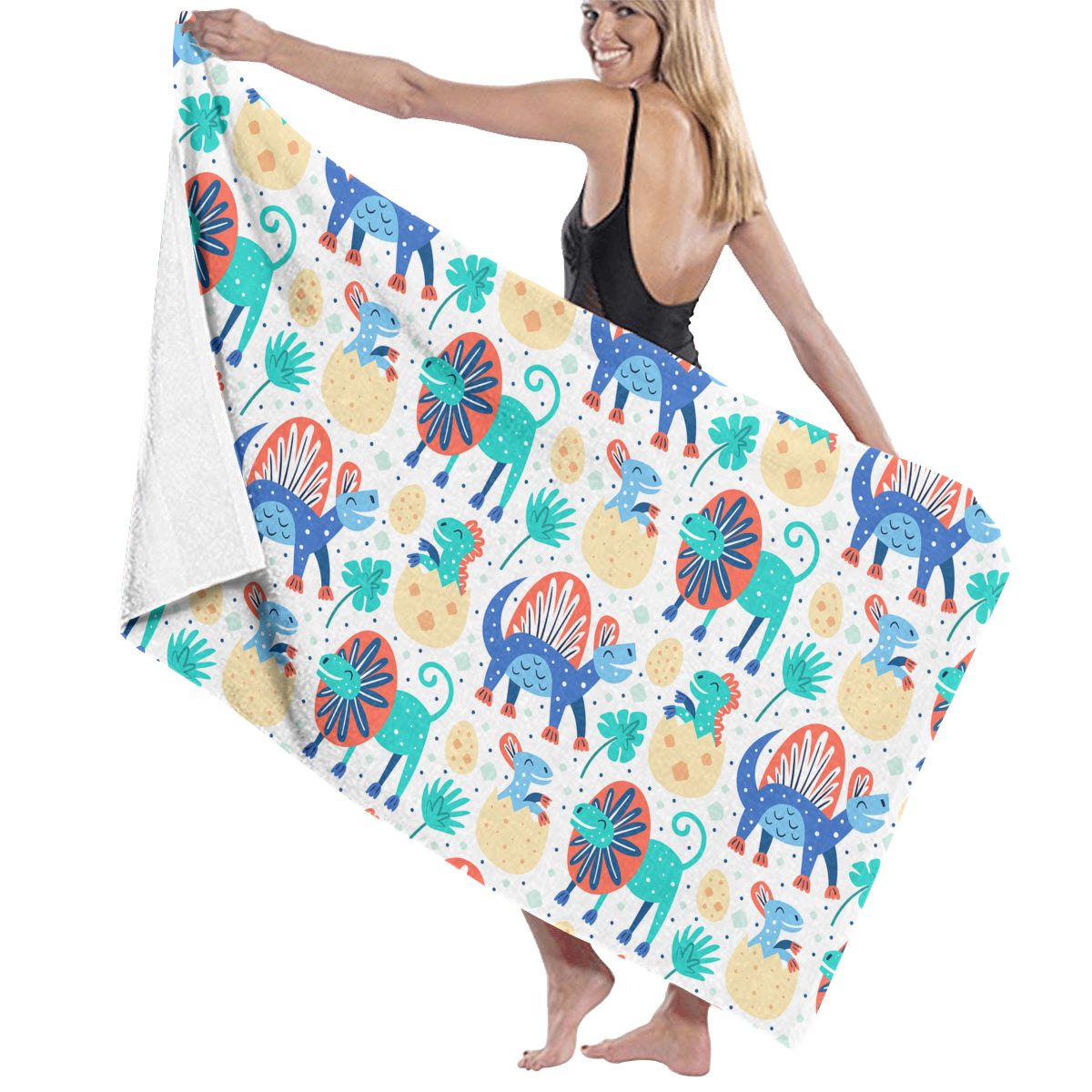 Cartoon Dinosaurus Zwemmen Gezicht Handdoek Microf... – Vicedeal