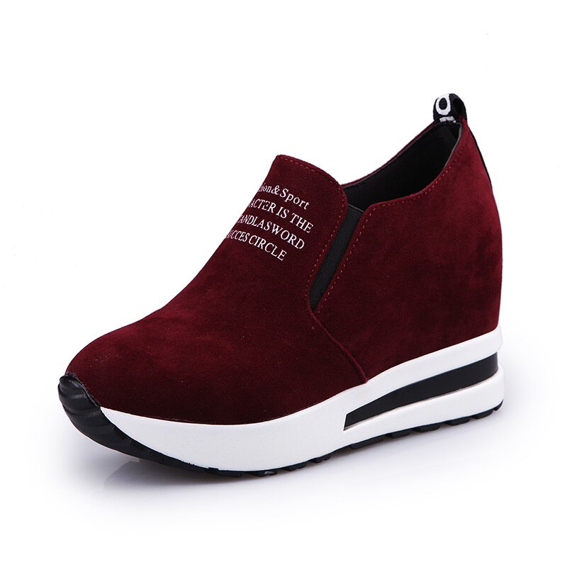 Flock Increasing Shoes High Heels Lady Casual blac... – Grandado