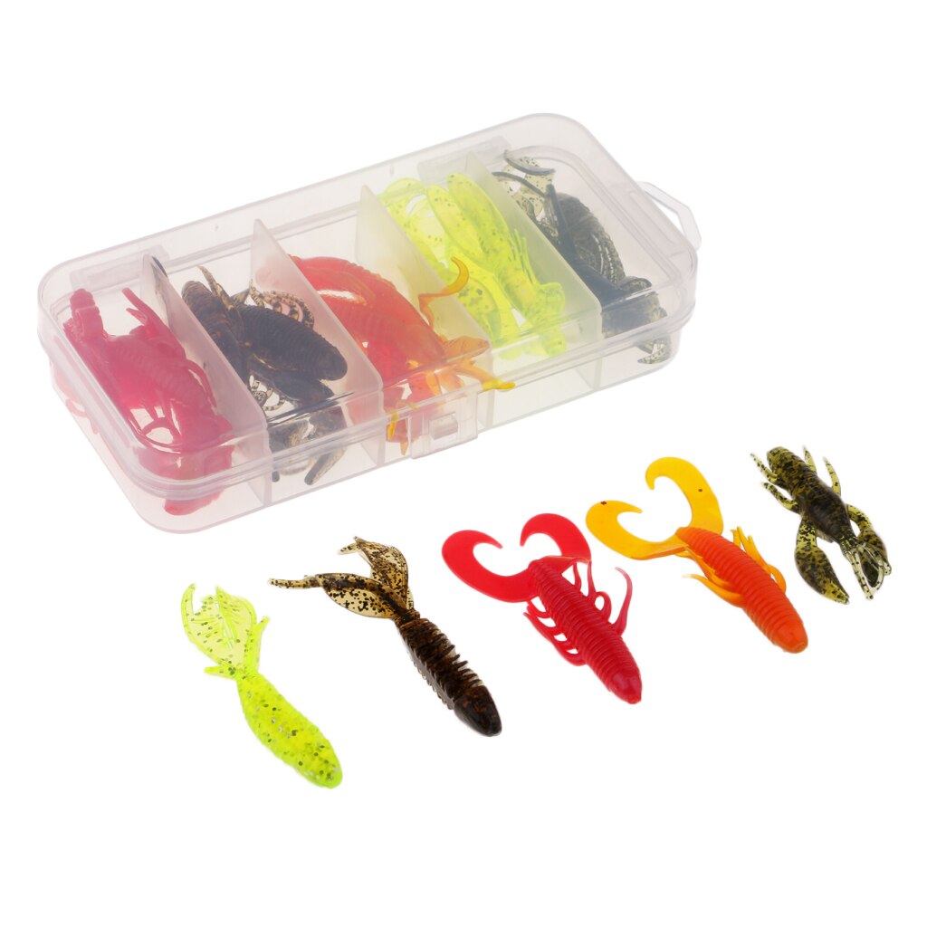 20pcs Soft Fishing Bait Crayfish Shrimp Lure Yello... – Grandado