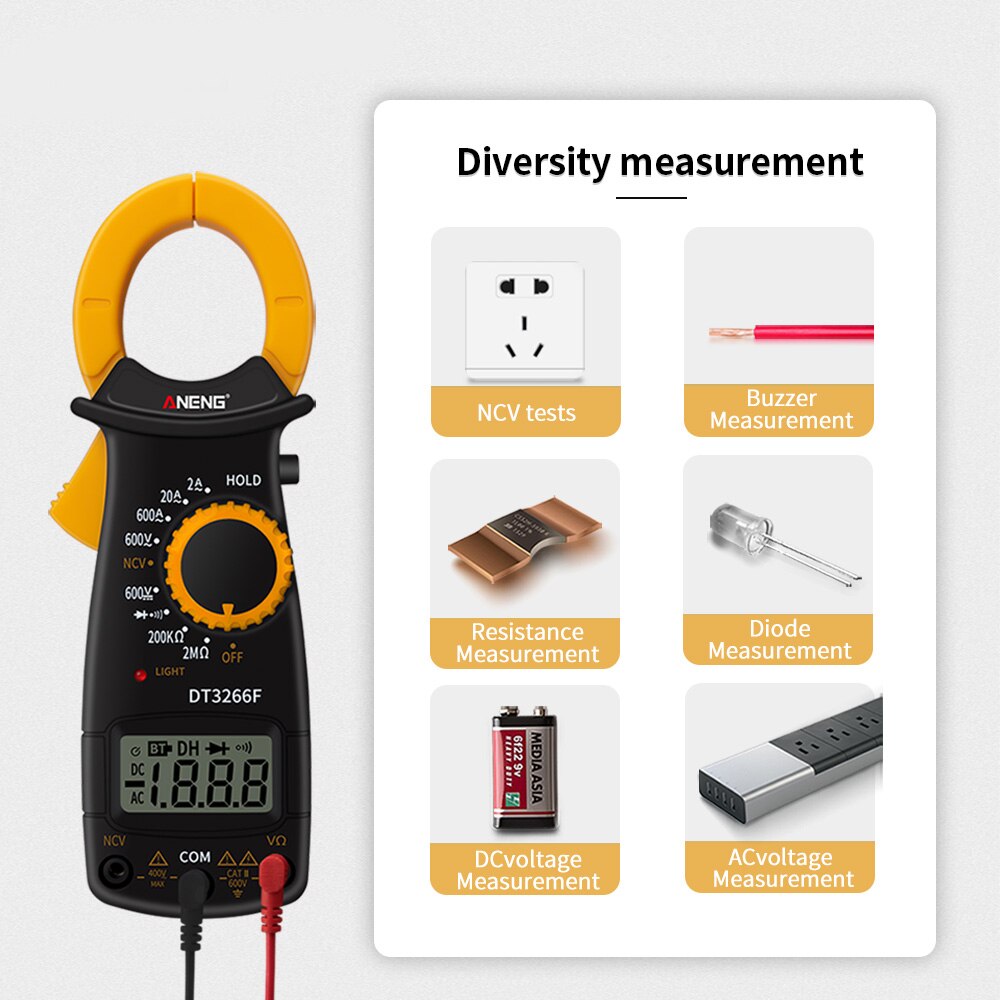 LCD Digital AC Mini Clamp Multimeter Amperemeter D... – Vicedeal