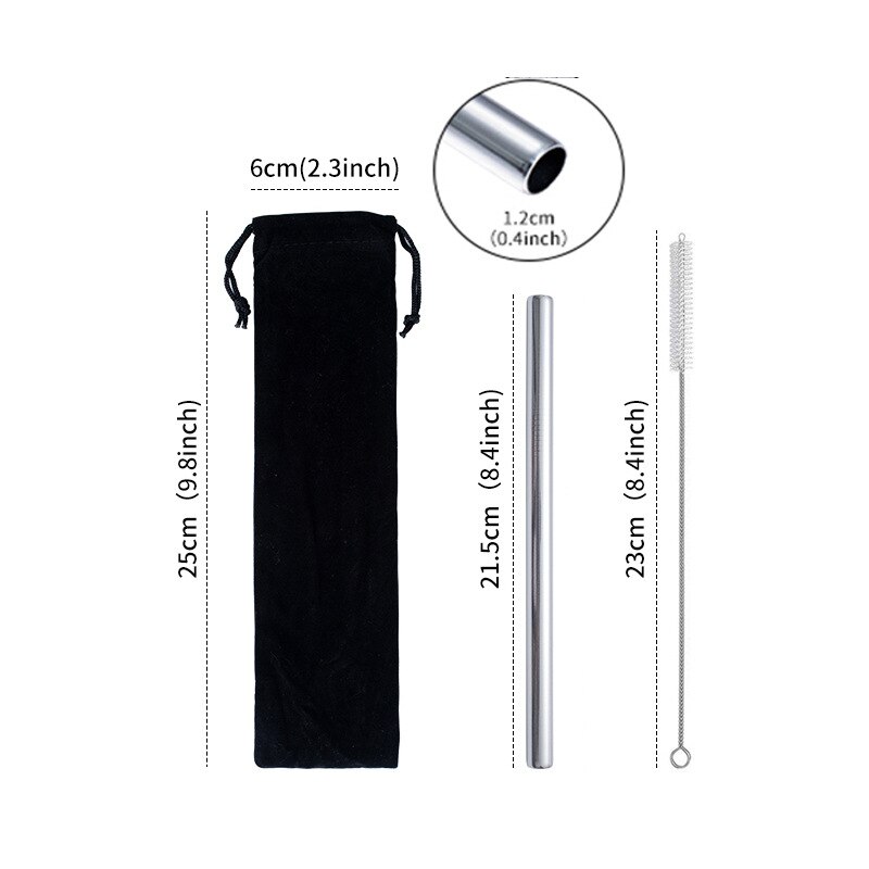 Herbruikbare Rietje Set Breed 12Mm Metalen Stro 30... – Vicedeal