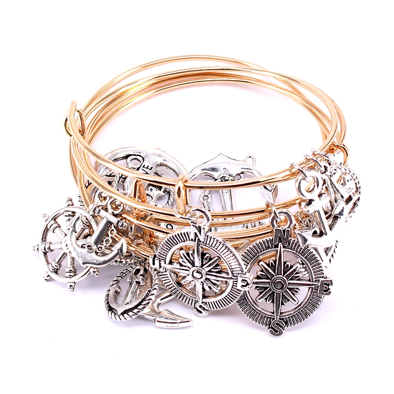 5pcs Bangle Set 4 Colors Available Wire Bracelets ... – Grandado