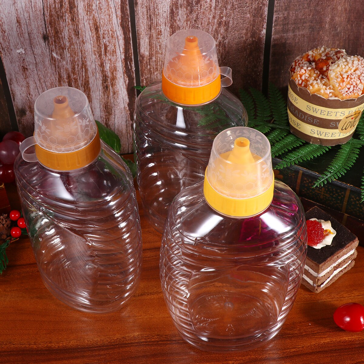 4 Stuks Transparant Plastic Honing Fles Voedsel Ve... – Vicedeal