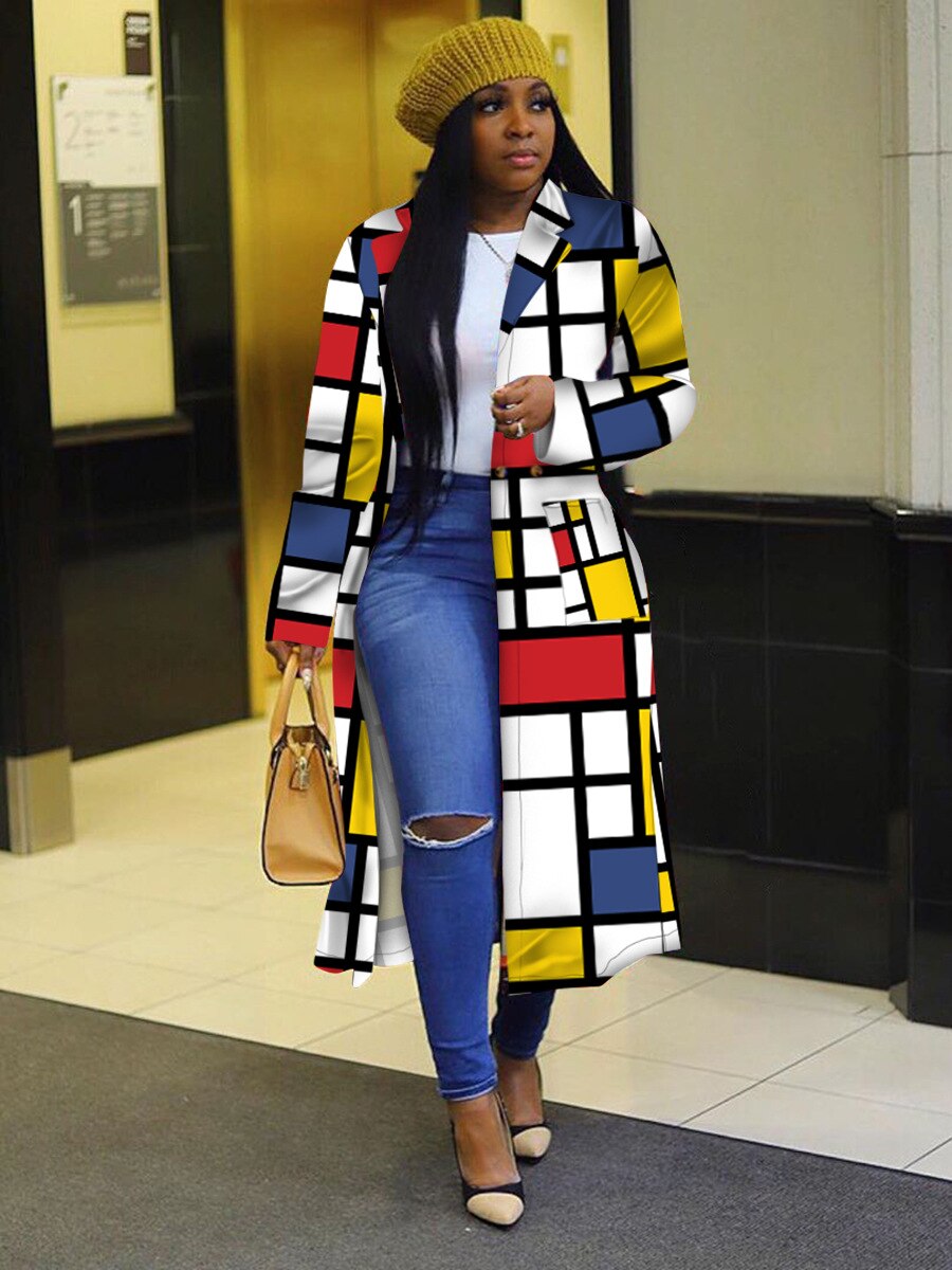 BJYL Plus Size S-5XL Plaid Print Women Trench Coat... – Vicedeal