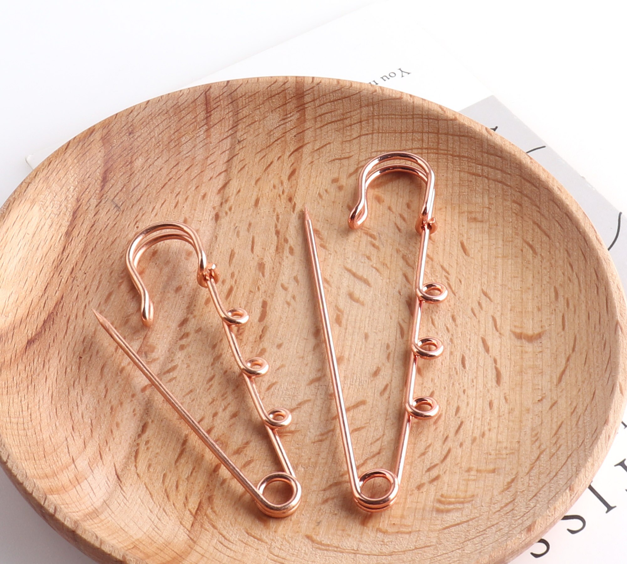 Rose gold Color Metal Safety Pins with ring Large ... – Grandado