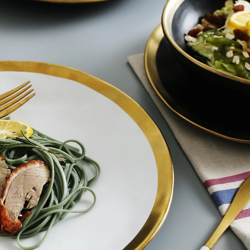 European Gold Side Ceramic Plate Western Food Stea... – Grandado