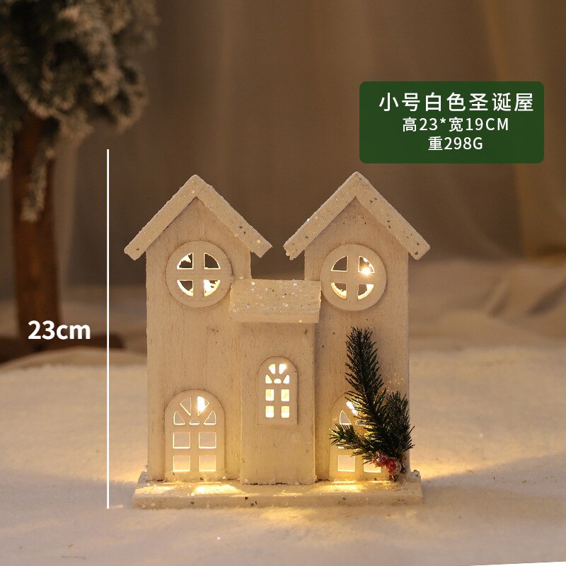 Exquisite Snow House Wooden Decoration Light Up Hu... – Vicedeal