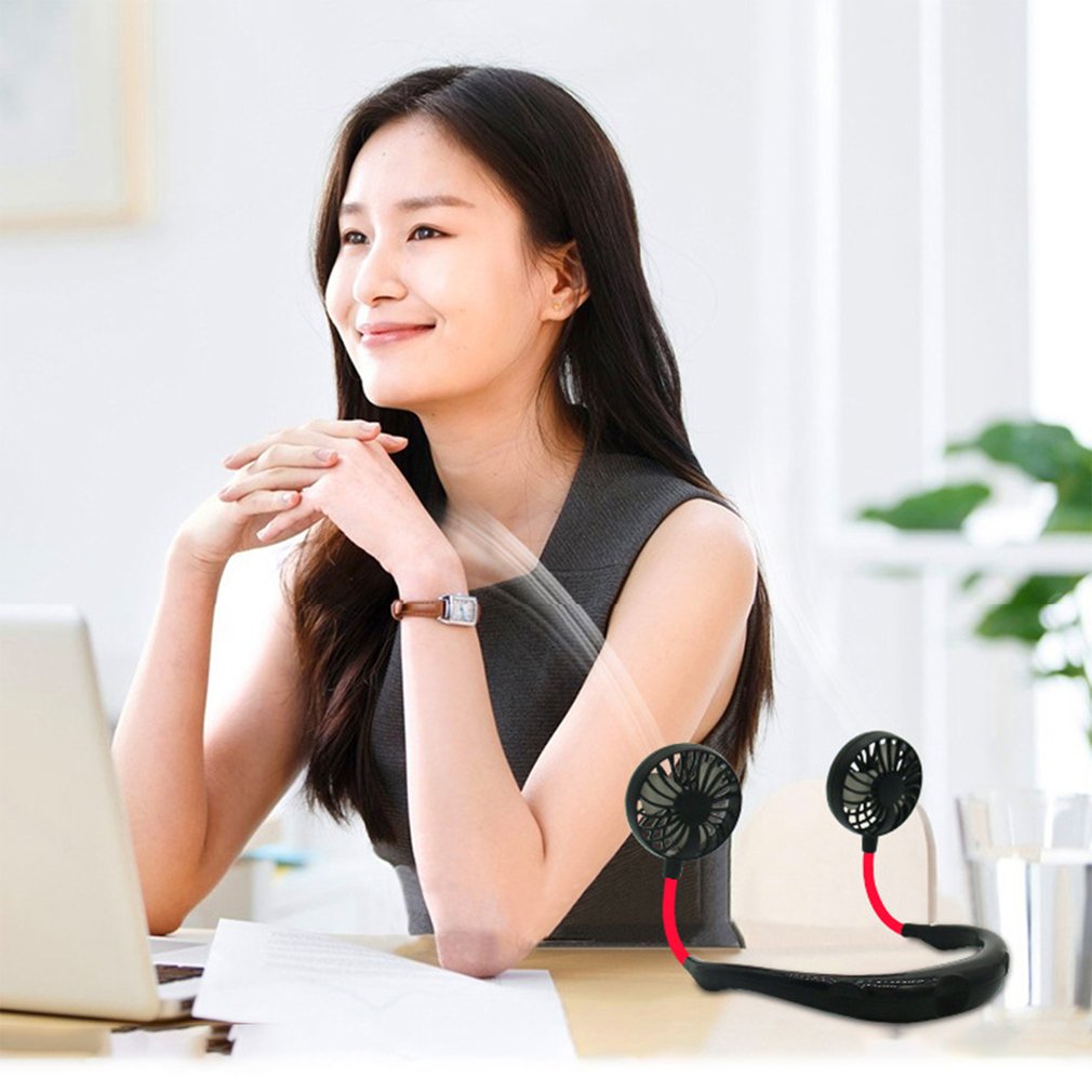 Small Neck Band Portable Mini Air Fan With Dual Fa... – Grandado