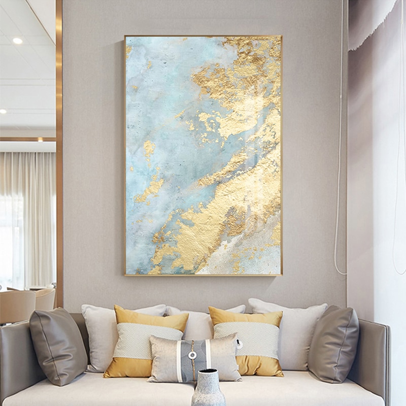 Nodico blanco luz azul lienzo pintura abstracta pa... – Vicedeal