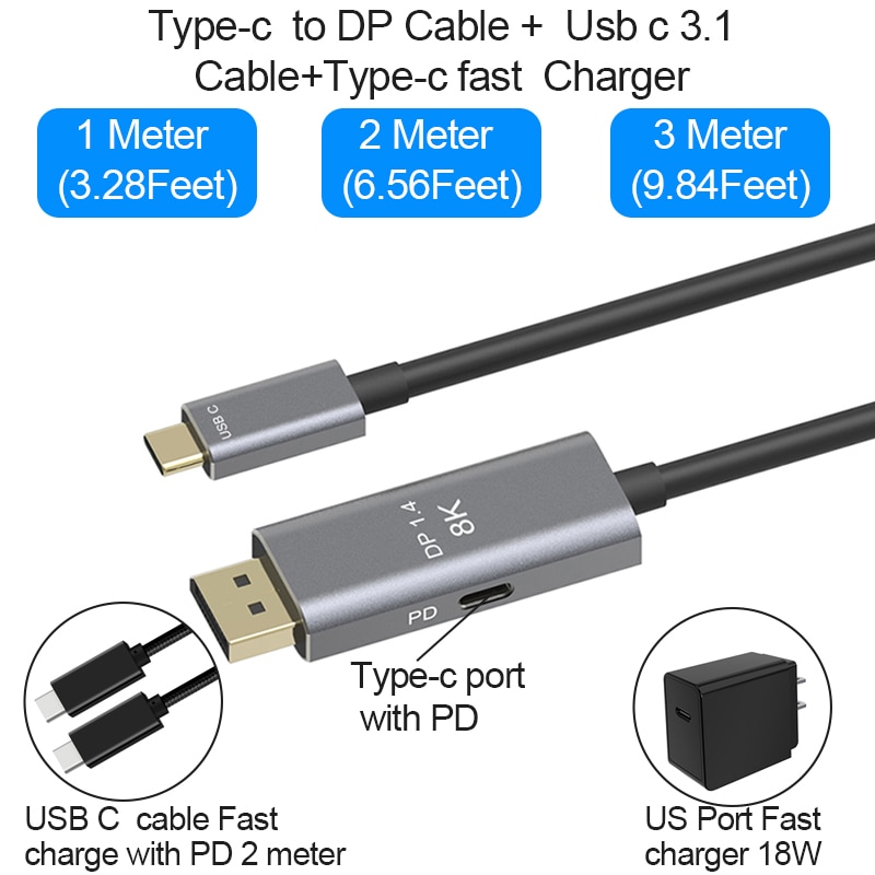 USB C to displayport Cable 8k 60HZ Thunderbolt 3 4... – Grandado