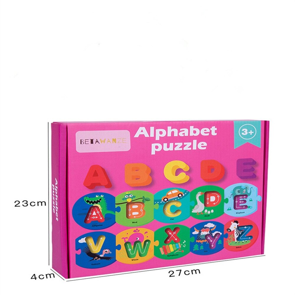 26Pcs Wooden abc Alphabet Letters Animal Match Puz... – Grandado