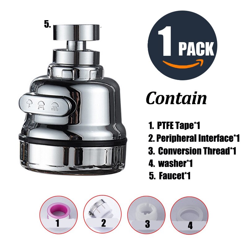 360 Rotatable Bubbler Water Saving 3 Modes Kitchen... – Vicedeal