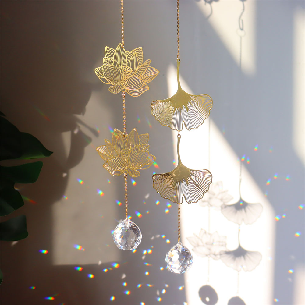Lotus Ginkgo Crystal Wind Chime Maple Flower Penda... – Vicedeal