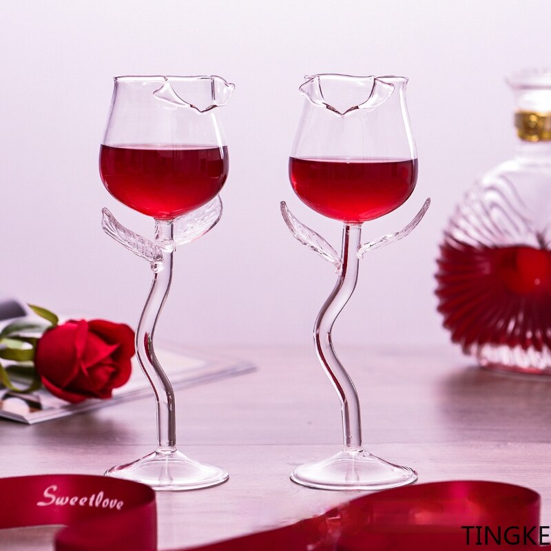 rose flower shape red wine glass glass wine glass ... – Grandado