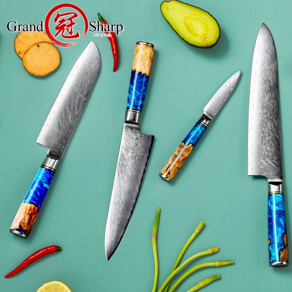 Grandsharp Damascus Kitchen Knives 67 Layers Japan... – Vicedeal