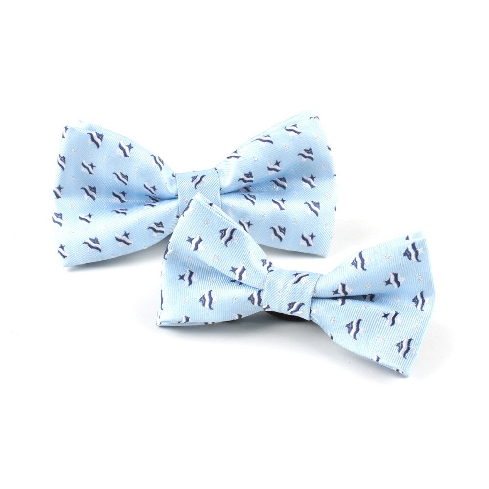 Fish Sky Blue 2pcs Dad Child Adjustable Bow Tie Se... – Grandado