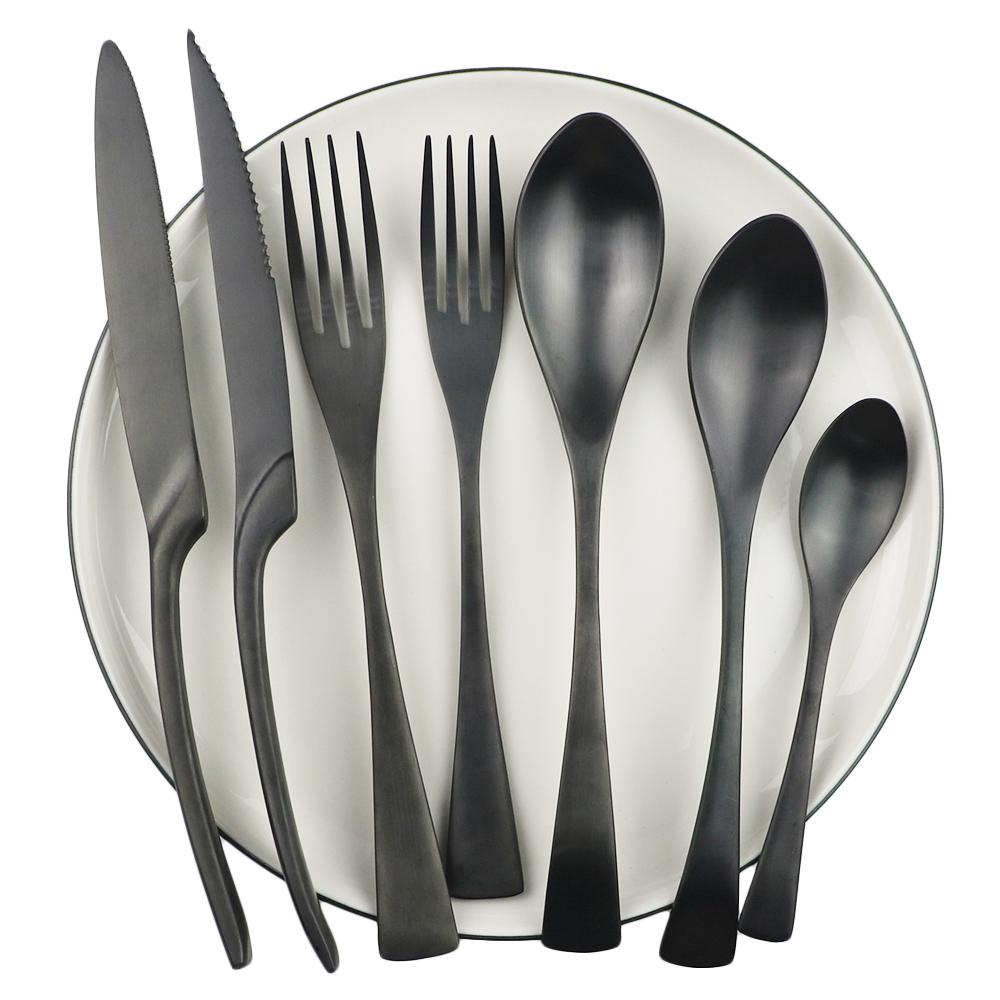 Black Flatware Set Restaurant Dinnerware Set Matte... – Vicedeal