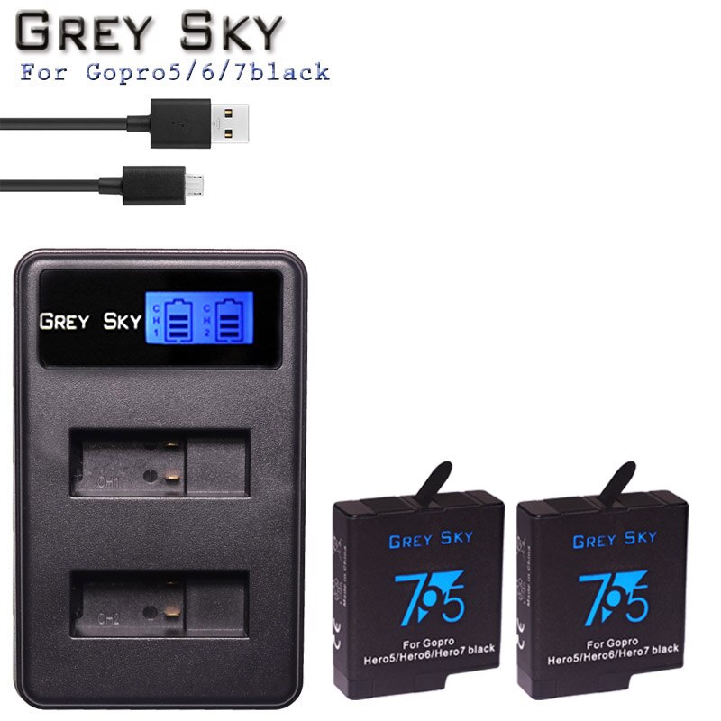 2x 1600mAh Batterie gopro7 Battery hero 7 6 5 + LC... – Grandado