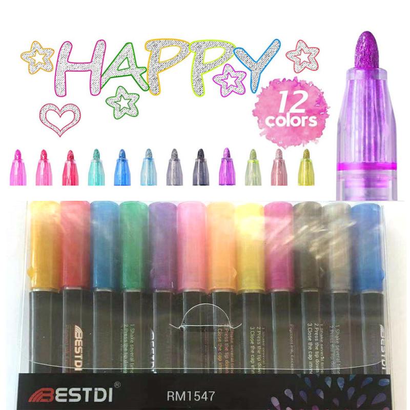 12 Colors Rainbow Drawing Double Line Outline Pen ... – Grandado