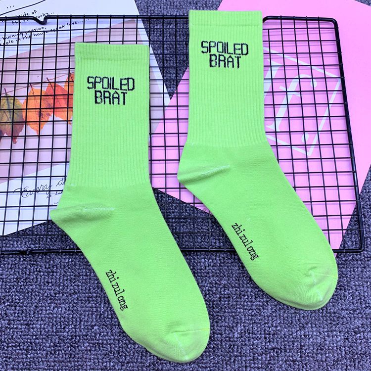 Adult Mid Calf Crew Socks Spoiled Brat Child Rainb... – Grandado